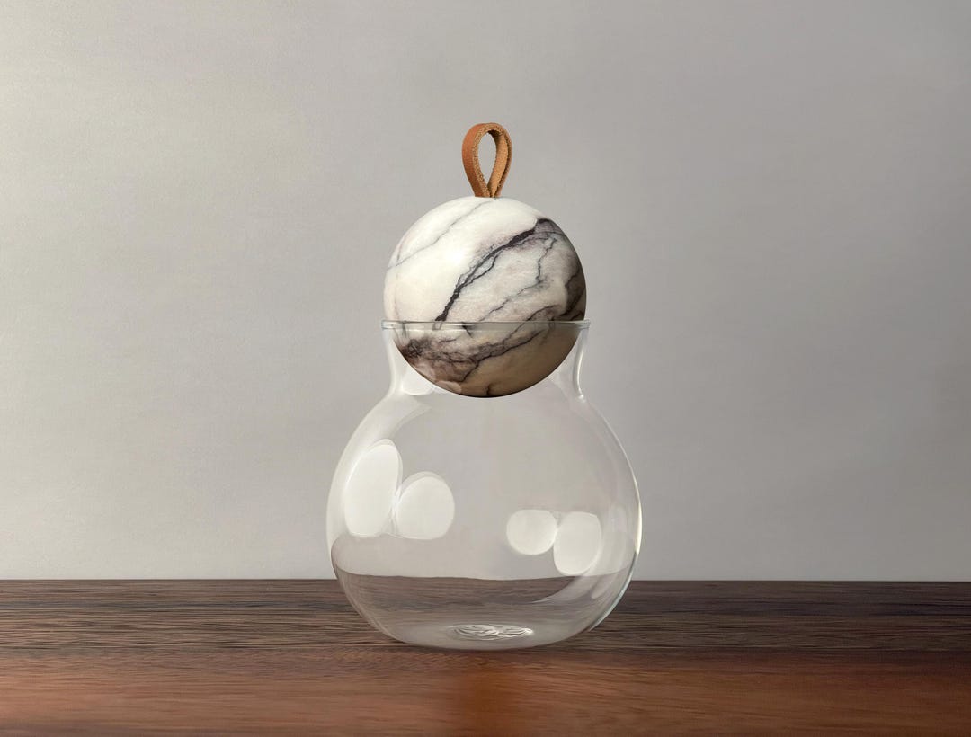 Decorative Spherical Glass Container/jar With Natural Marble or Lava ...