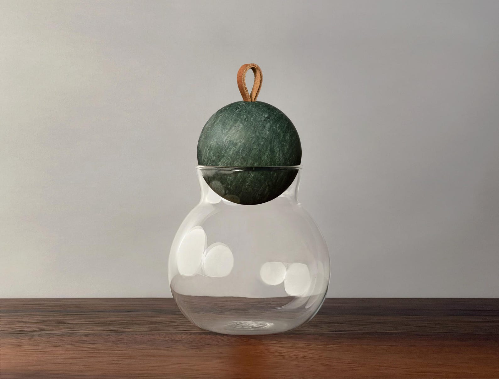 Decorative Spherical Glass Container/jar With Natural Marble or Lava ...