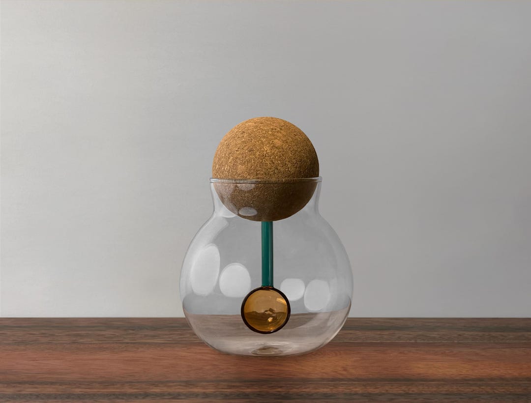 Decorative Spherical Glass Container/jar With Cork Ball Lid and Inset ...