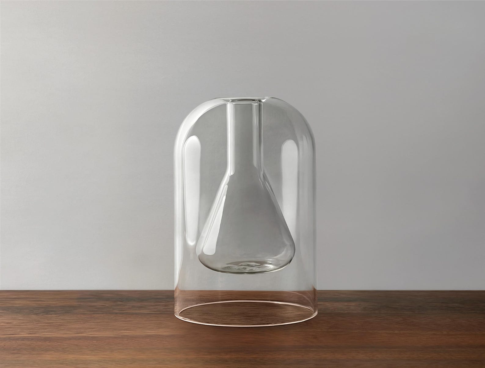 Modern Double-walled Hydroponic Vases With Transparent Glass and Cone ...
