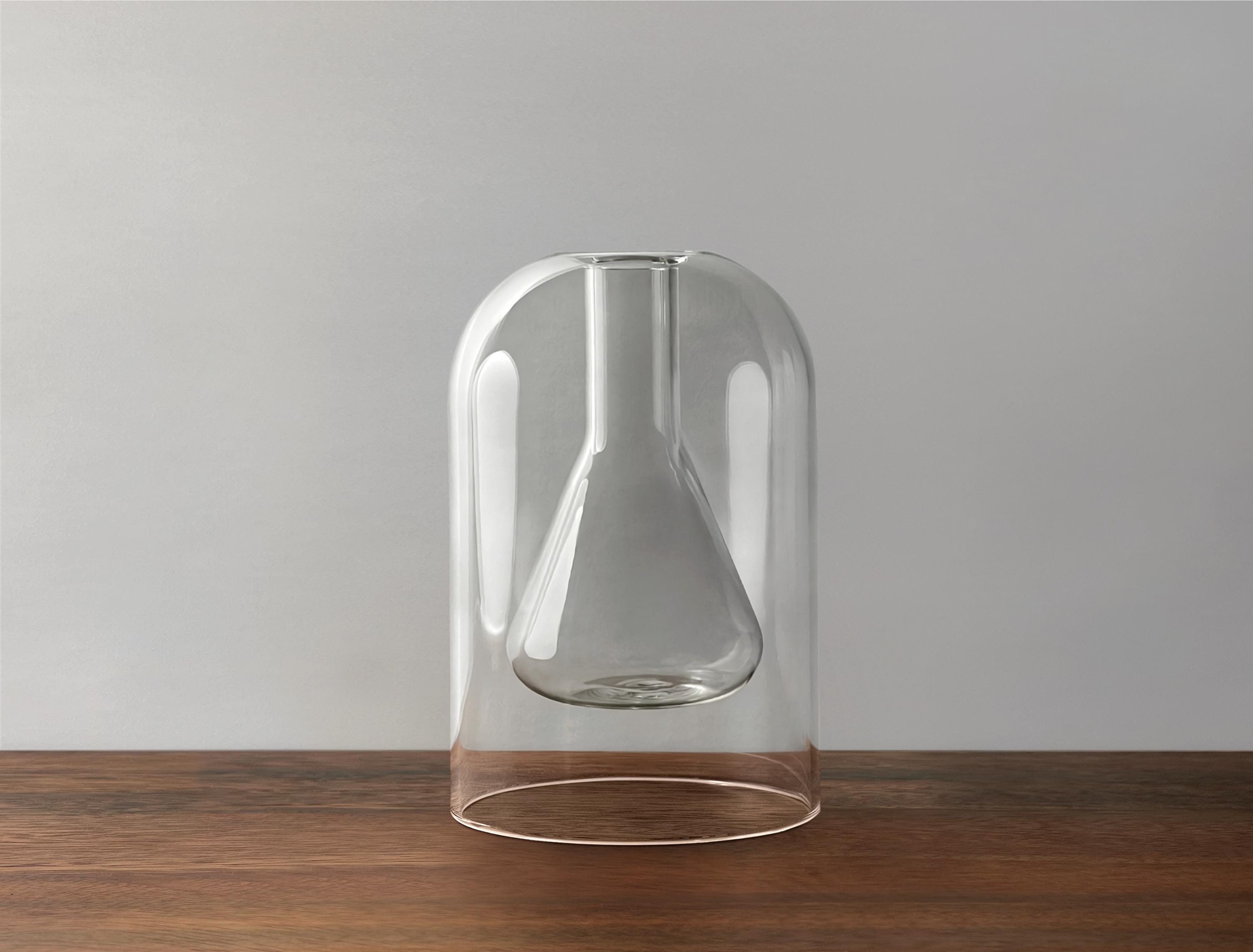 Modern Double-walled Hydroponic Vases With Transparent Glass and Cone ...