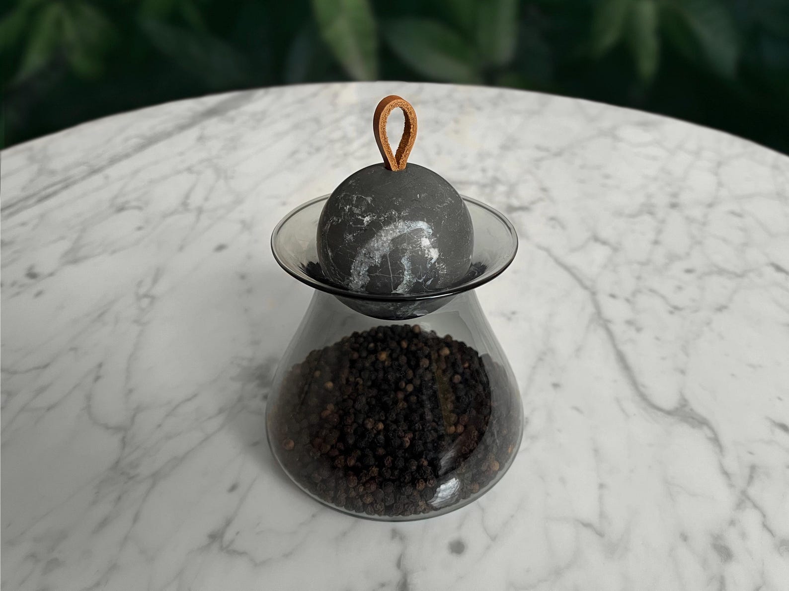 Decorative Triangular Smoked Glass Container/jar With Natural Black ...