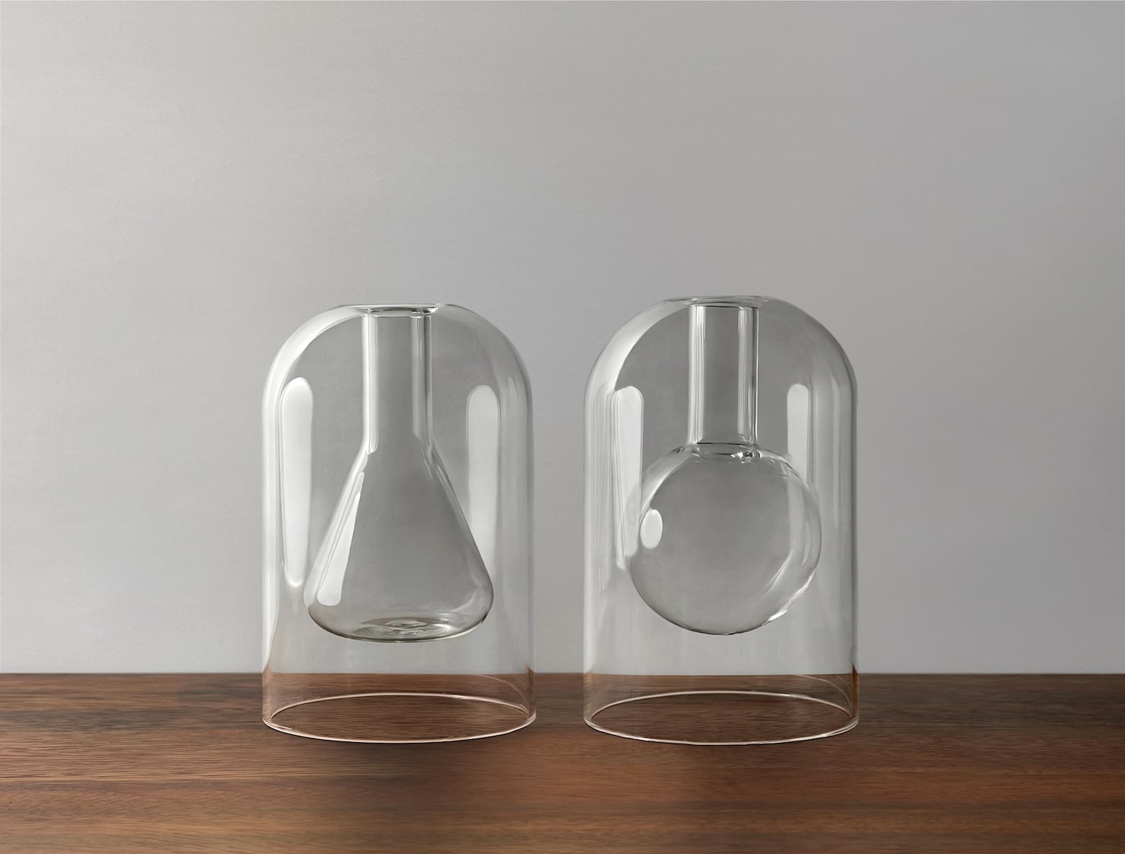 Modern Double-walled Hydroponic Vases With Transparent Glass and Cone ...