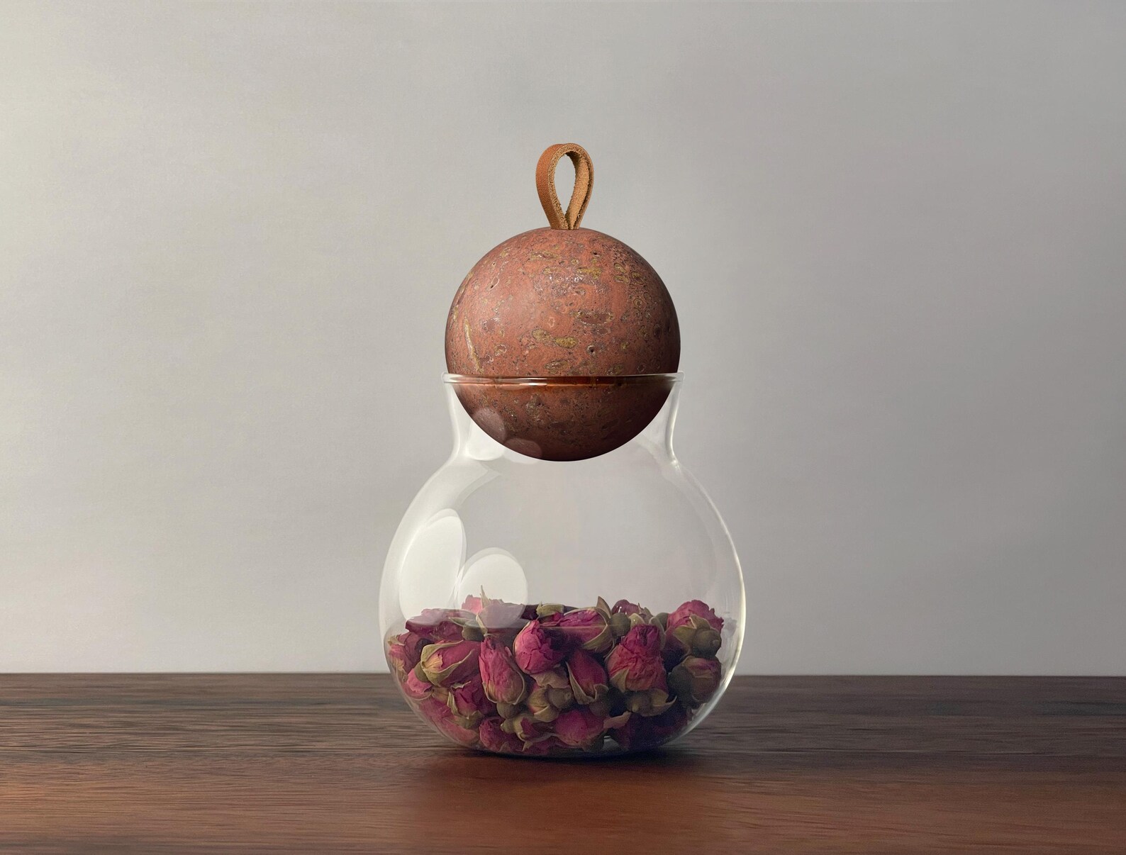 Decorative Spherical Glass Container/jar With Natural Marble or Lava ...