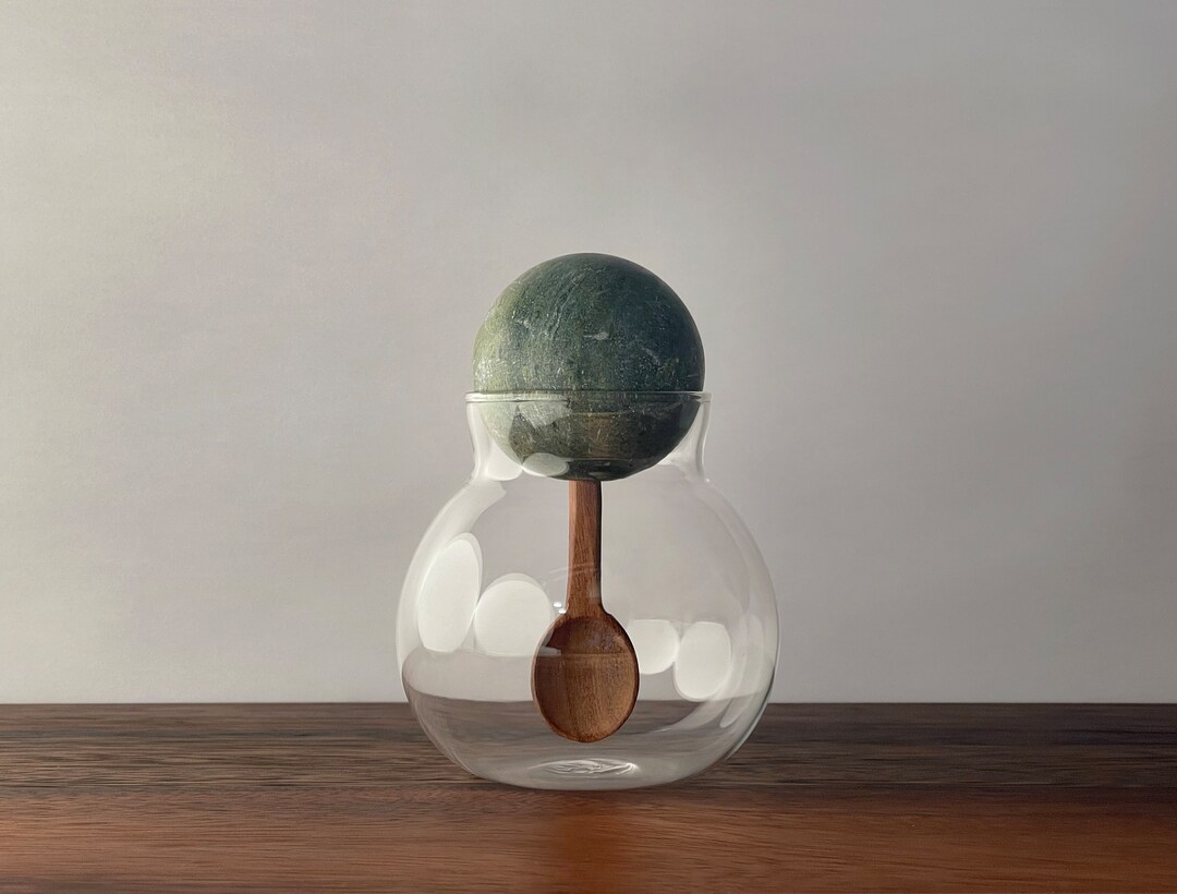 Decorative Spherical Glass Container/jar With Black Marble, Red Marble ...