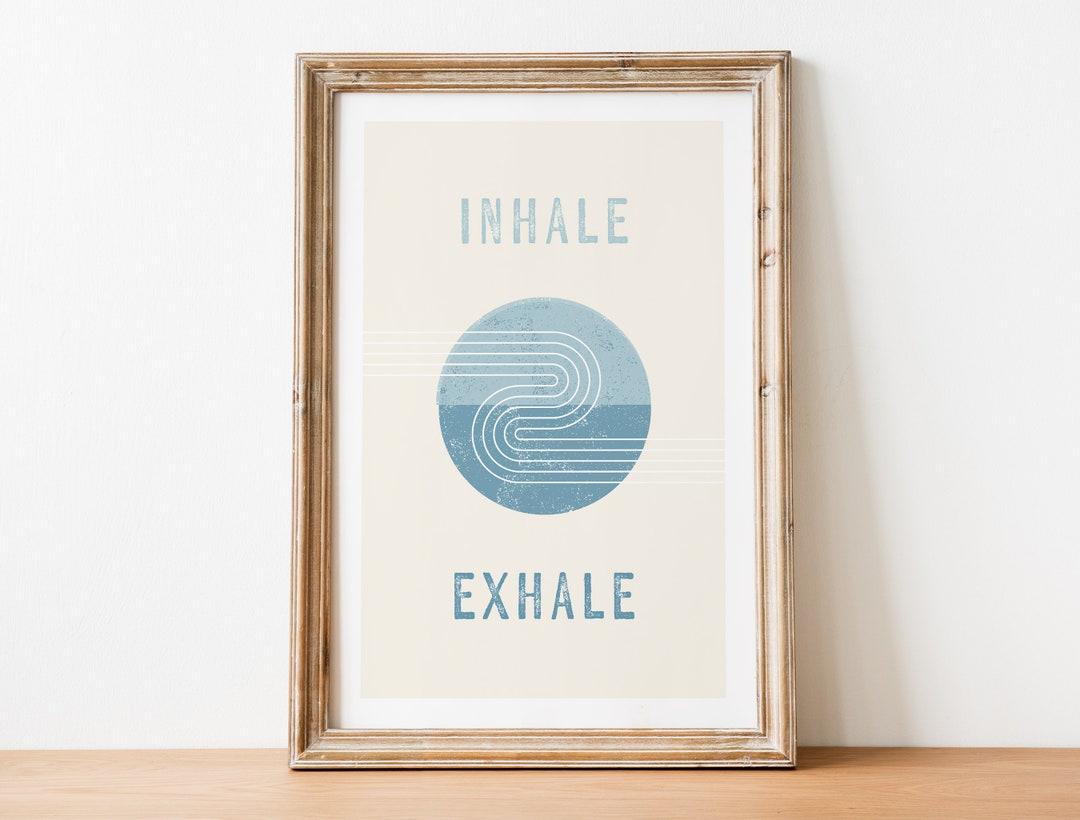 Inhale Exhale - Positive Affirmation Wall Art Print, Retro Vintage Mid ...