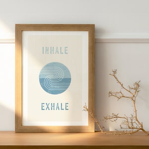 Inhale Exhale - Positive Affirmation Wall Art Print, Retro Vintage Mid ...