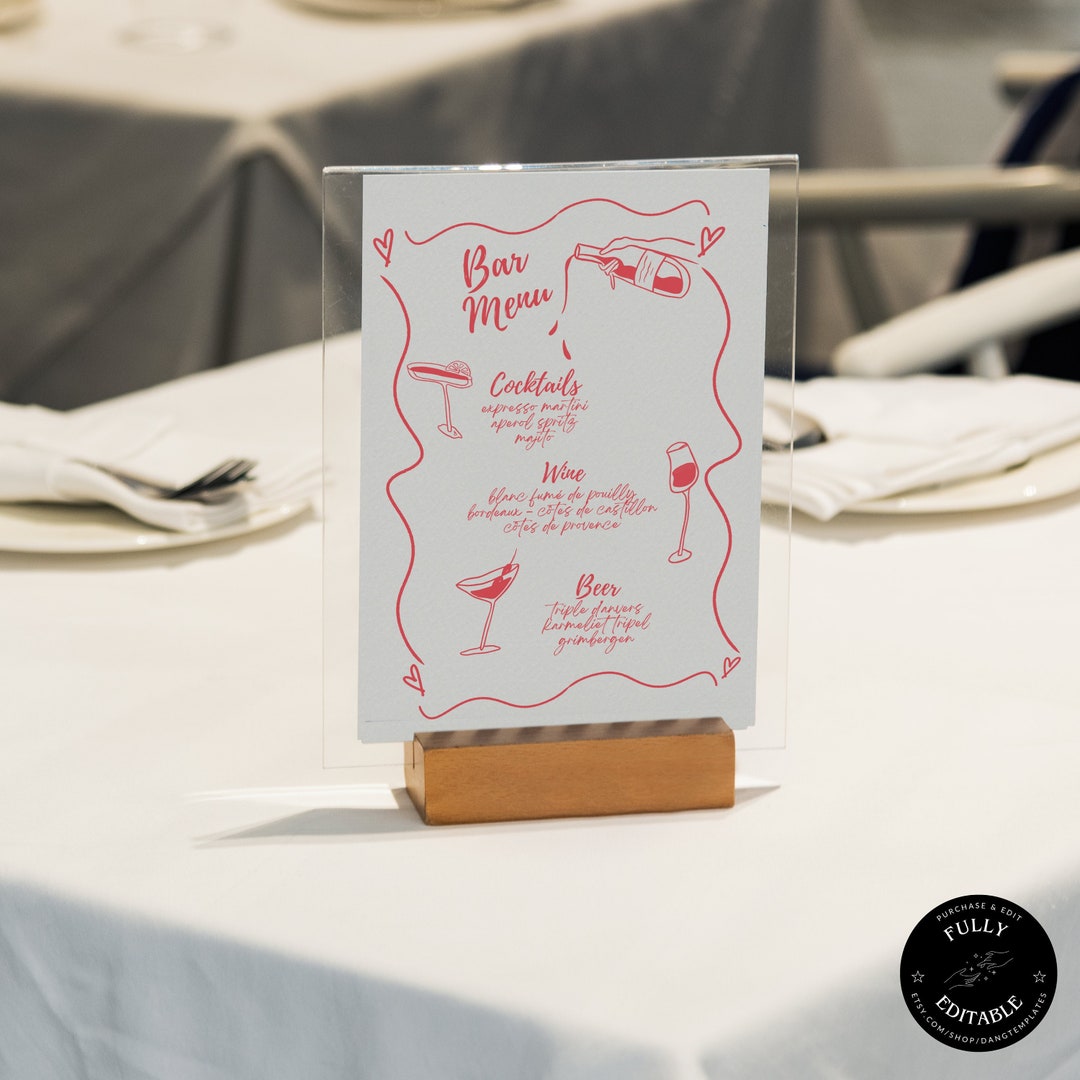 Bar, Drink Menu Template | Hand Drawn & Handwritten Scribble ...