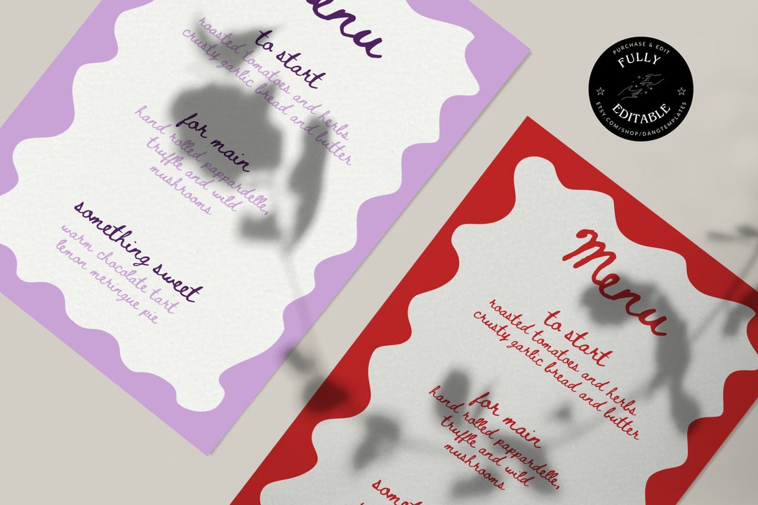 MENU | Hand Written and Drawn | Funky | Editable Template Menu| Quirky ...