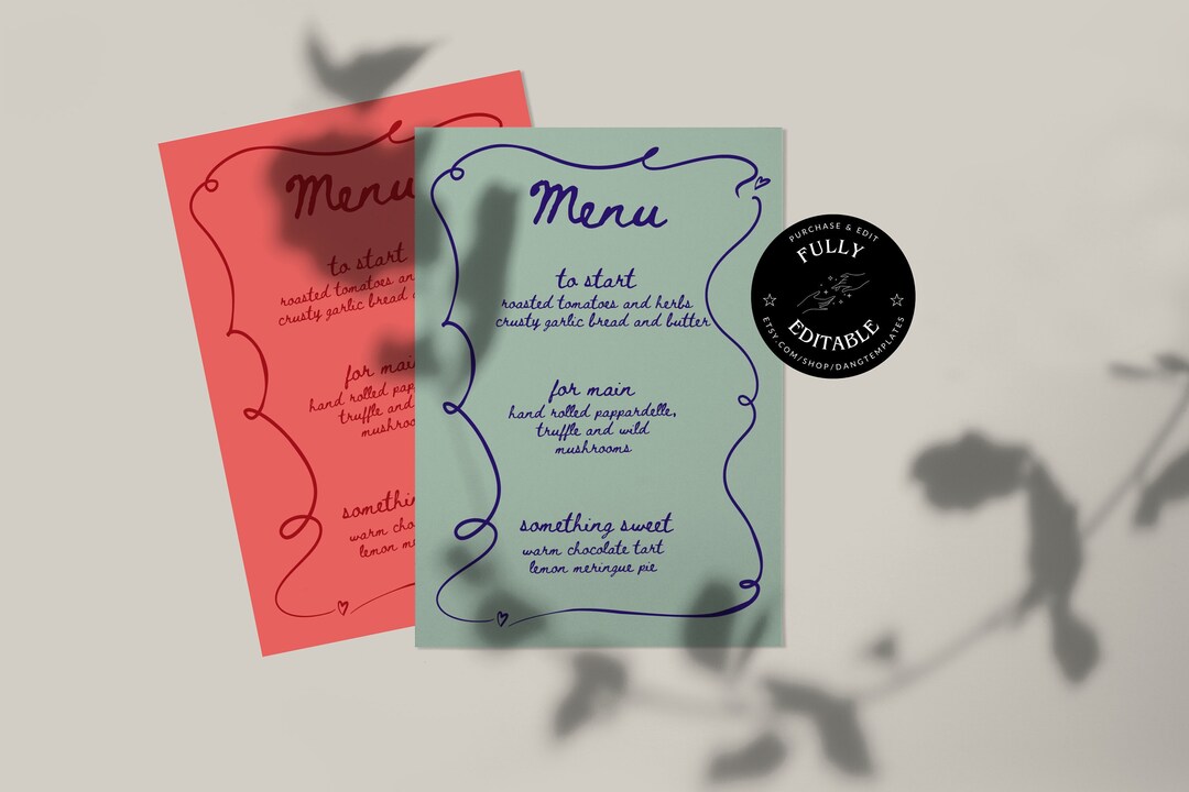 MENU | Hand Written and Drawn | Funky | Editable Template Menu| Quirky ...