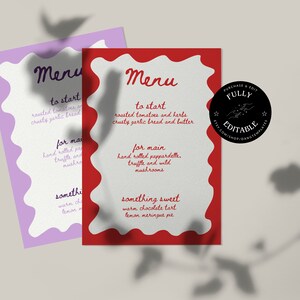 MENU | Hand Written and Drawn | Funky | Editable Template Menu| Quirky ...