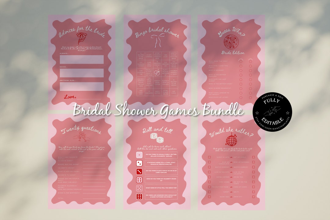 Bachelorette Party Games Bundle | Modern Hens & Bridal Shower Party ...