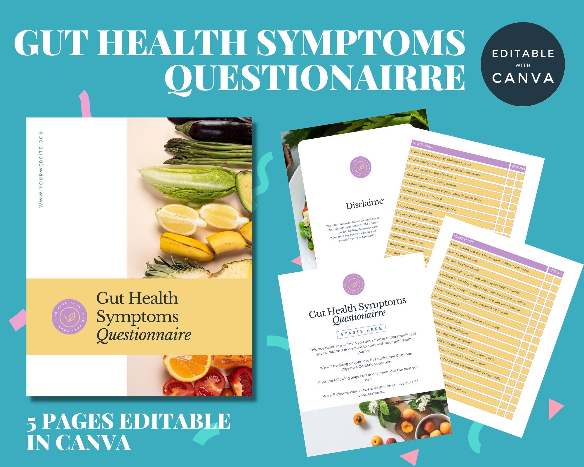 Gut Health Questionaire Healthy Life Canva Template Life - Etsy