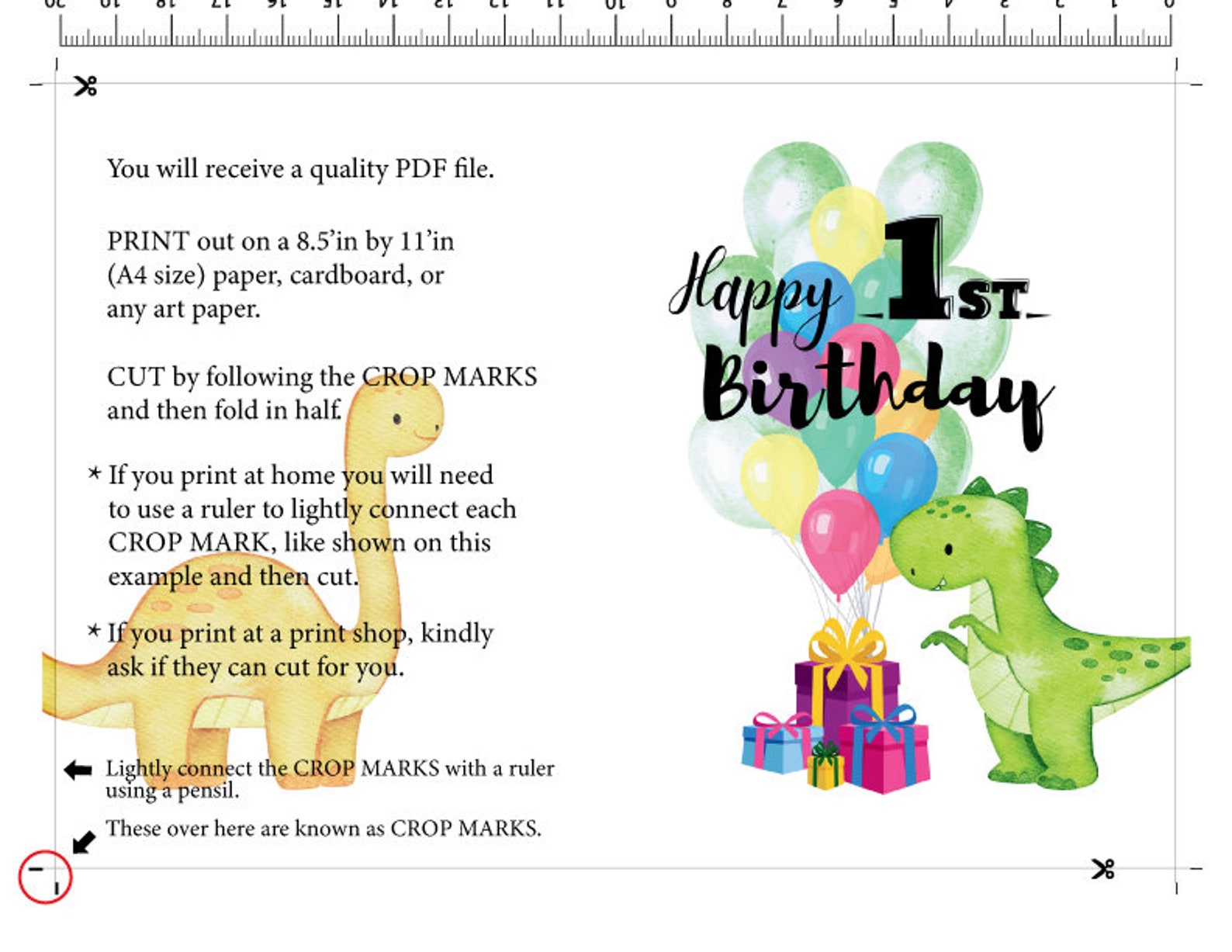 Happy 1st Birthday Card, Happy Birthday Card, Digital Download ...