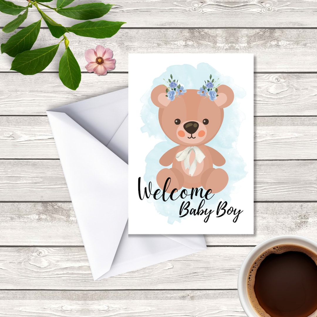 Welcome Baby Boy, Welcome Baby Boy Card, Digital Download, Printable ...