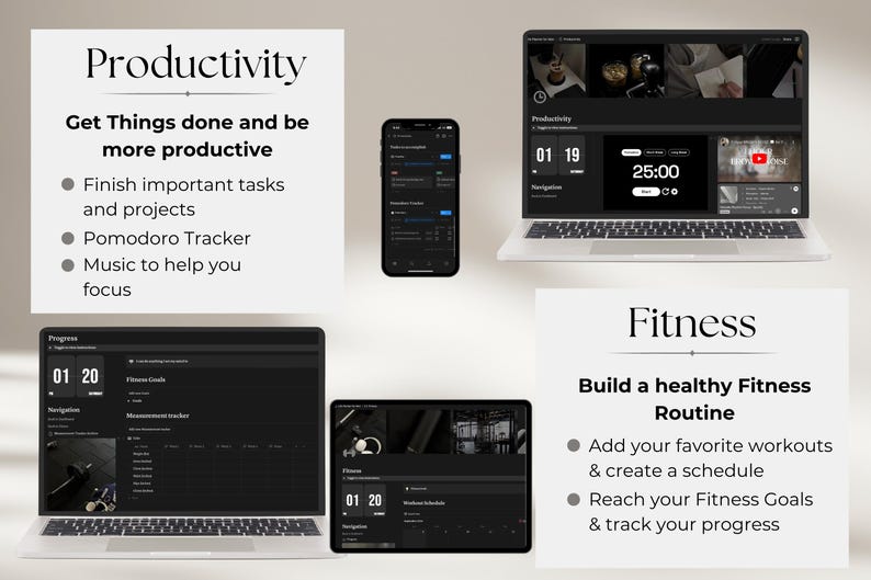 Notion Template for Men Notion Life Planner Dark Mode, All in One ...