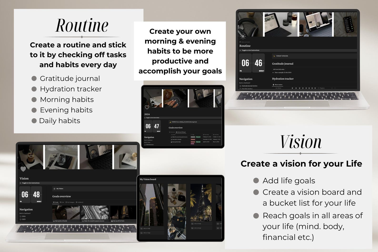 2025 Notion Template Life Planner Dark Mode Notion Life Planner, Notion ...