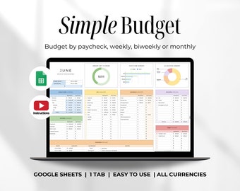 Google Sheets Budget Spreadsheet, Monthly Weekly Paycheck Budget ...