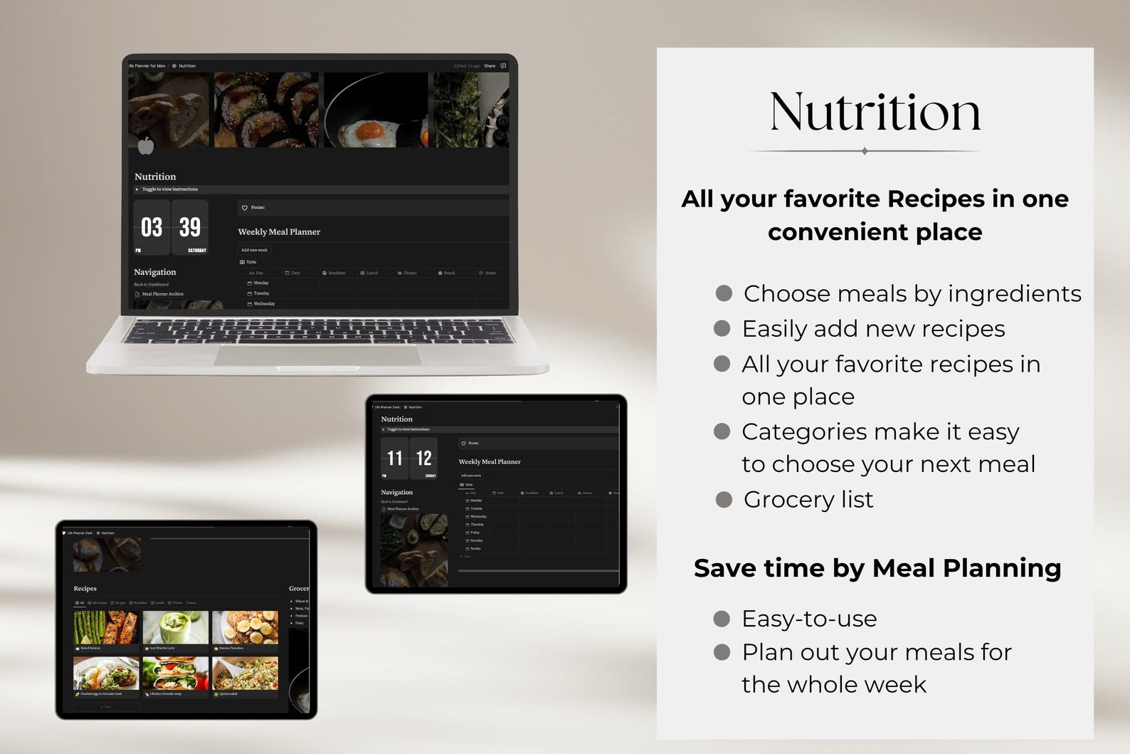 Notion Template for Men Notion Life Planner Dark Mode, All in One ...