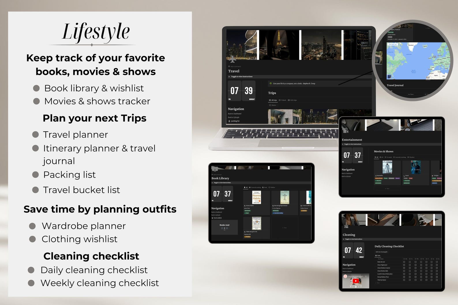 2025 Notion Template Life Planner Dark Mode Notion Life Planner, Notion ...
