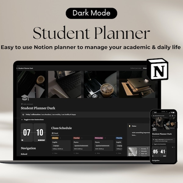 Notion Template Student Planner All in One Life Planner, Notion ...