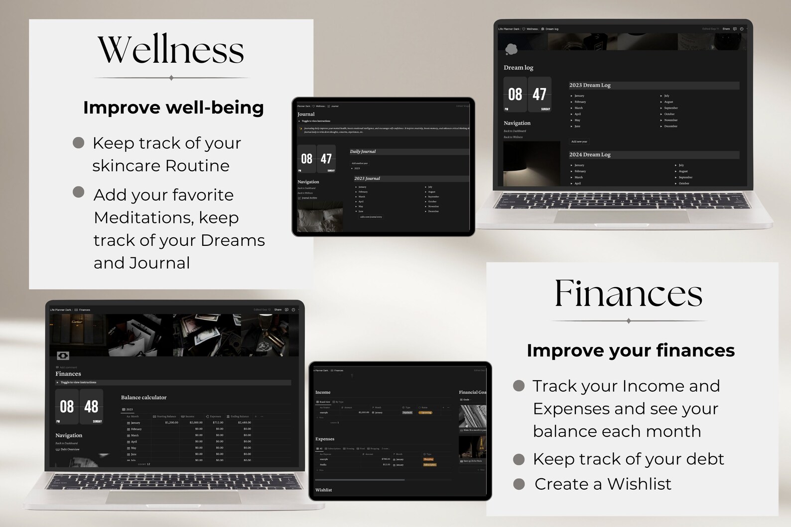 Ultimate Life Planner Notion Dark Mode Notion Life Planner, Notion ...