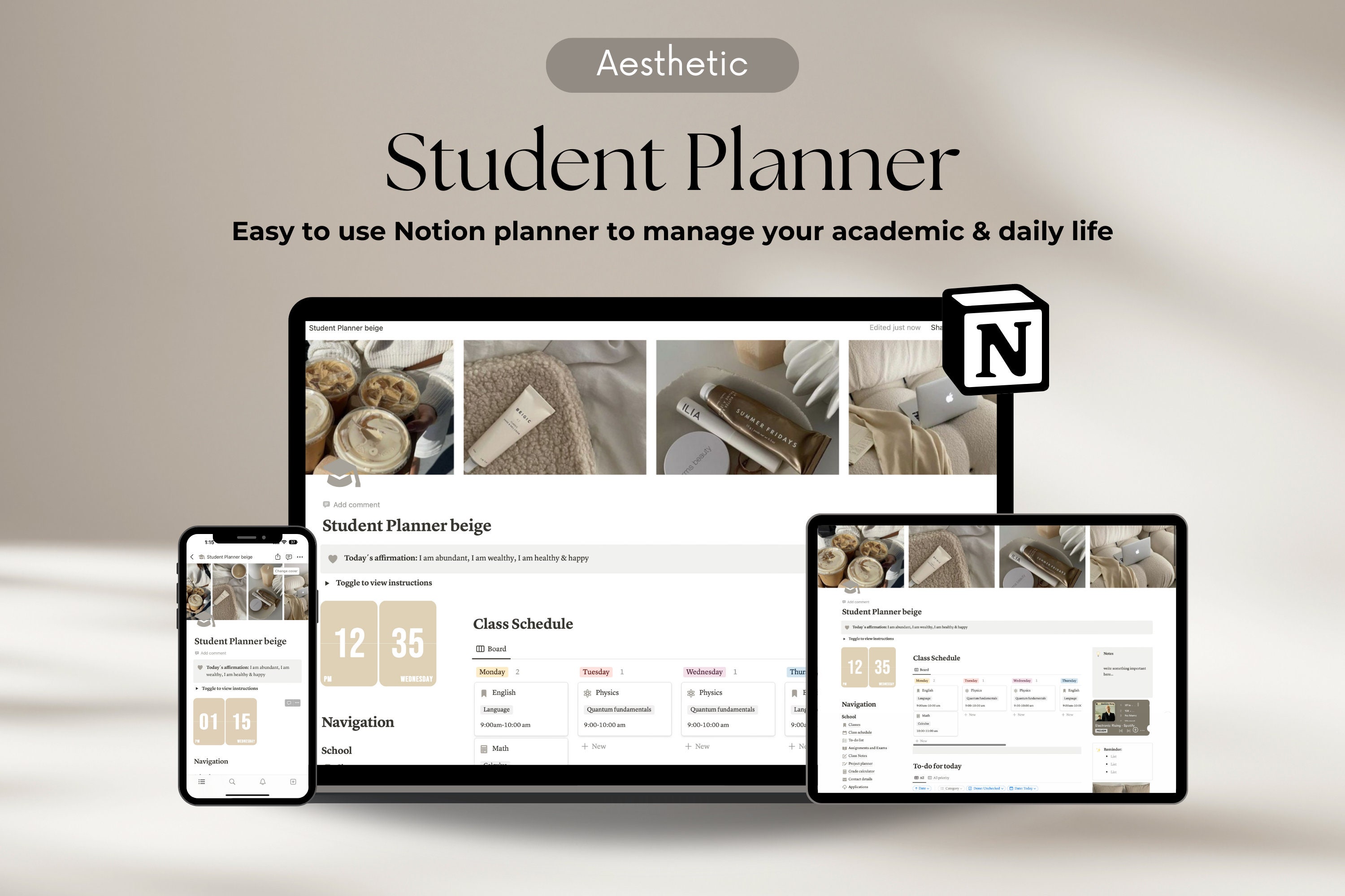 Ultimate Student Planner Notion Academic Notion Life Planner, Notion Planner, All in One Digital ...