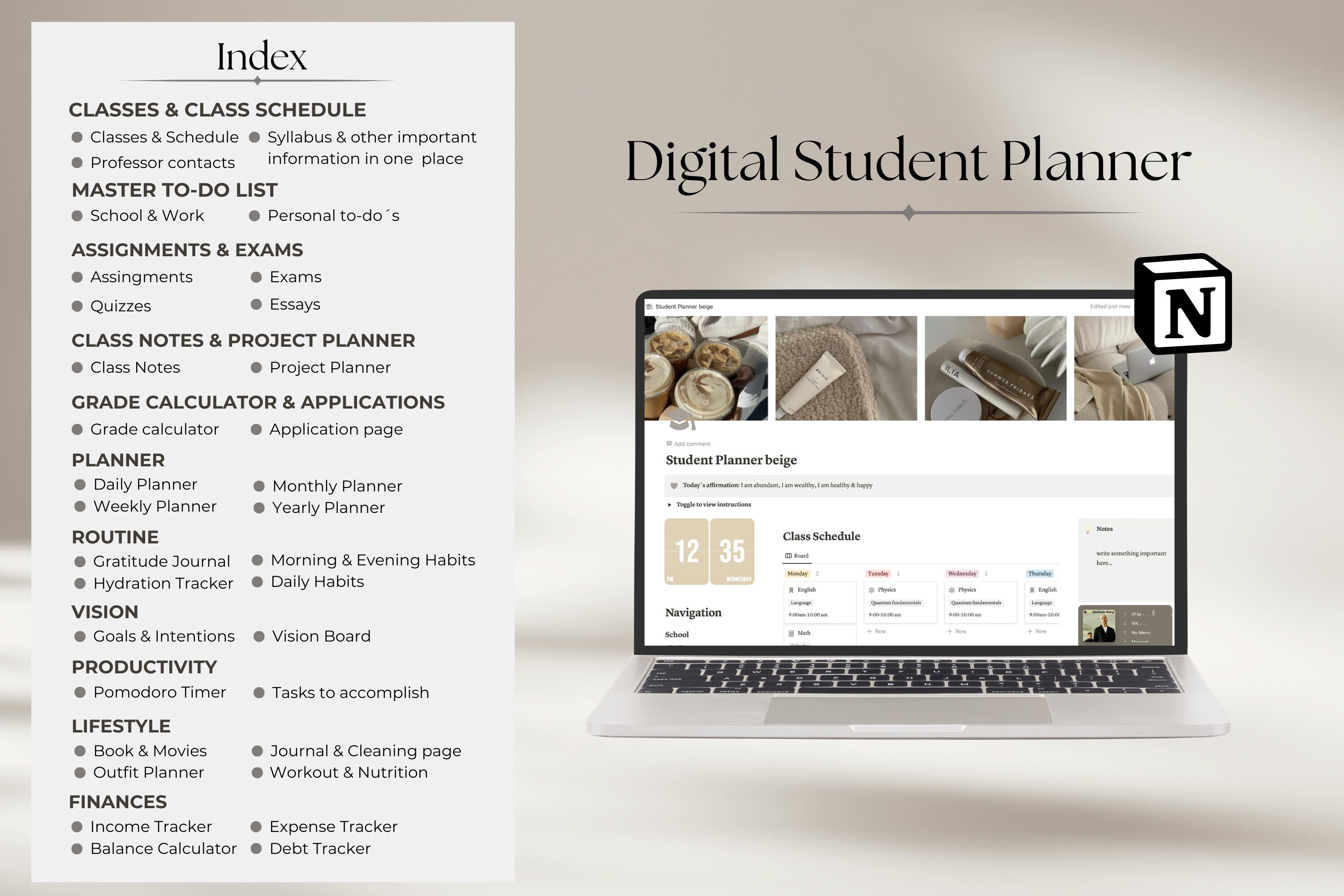 Ultimate Student Planner Notion Academic Notion Life Planner, Notion ...