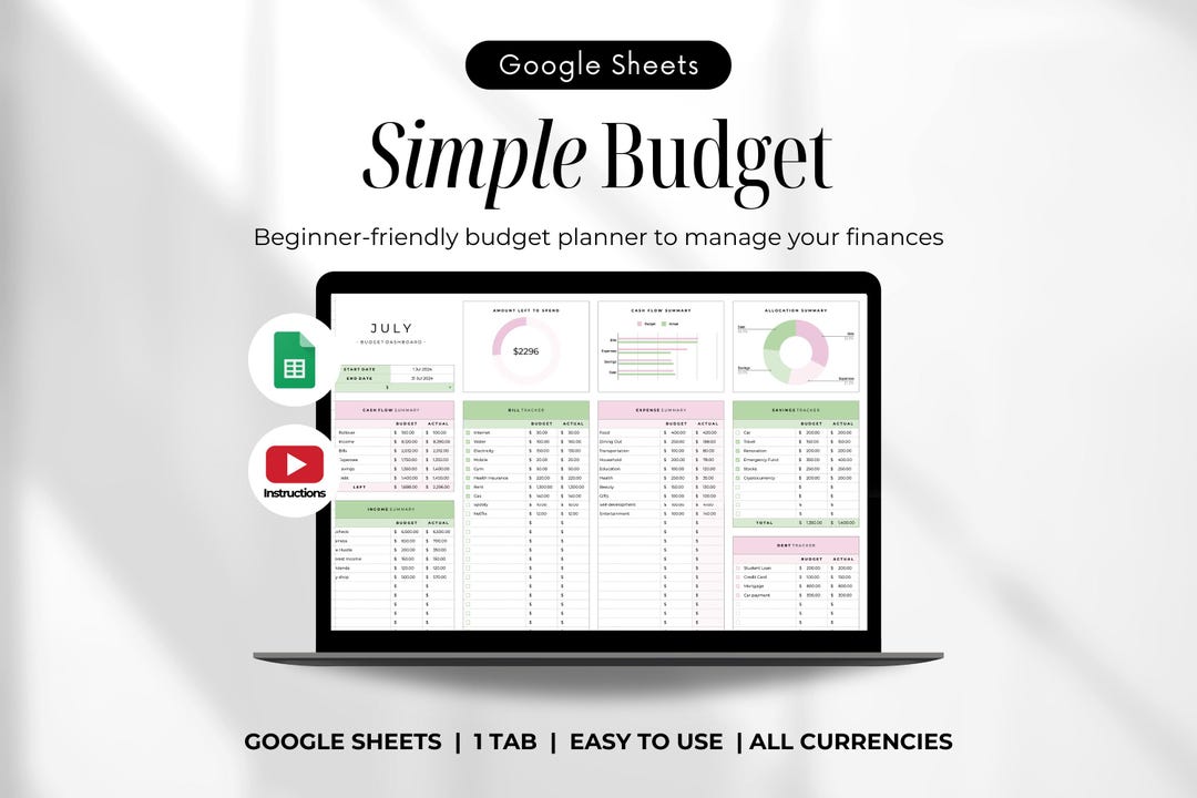 Budget Planner Google Sheet Monthly Budget Spreadsheet Paycheck Budget ...