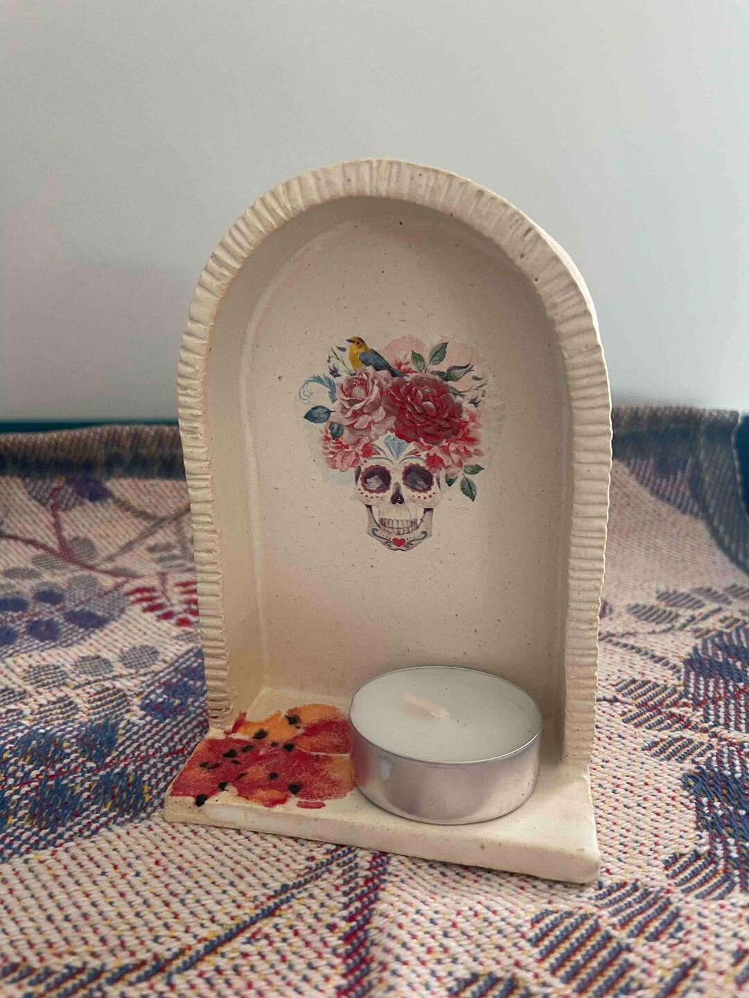 Ceramic Mini Altar With Skull & Roses Decal - Etsy