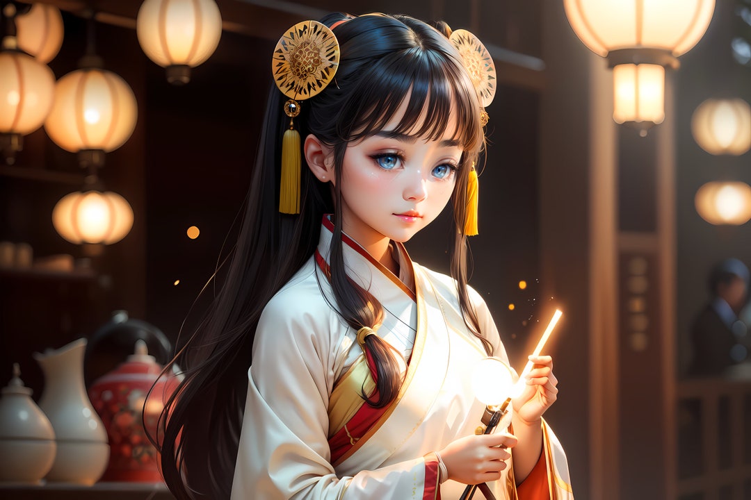 Digital Anime Girl Poster, Printable Wall Art, Digital Desk Decor ...