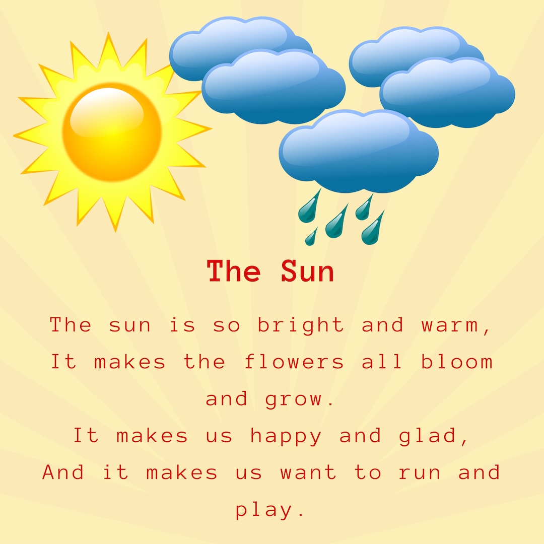The Sun Poem Poster for Kids, Children's Wall Art and Poetry, Radiant ...