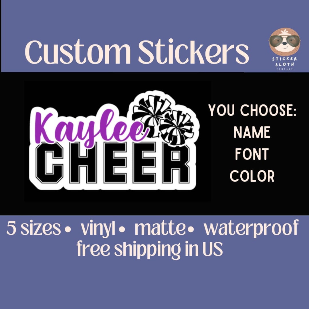 Personalized Cheer Sticker - Waterproof Vinyl Die-cut Matte Decal for ...