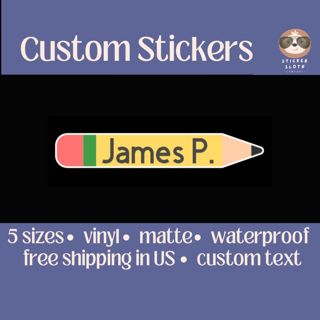 Pencil Name Label Back to School Die Cut Sticker Vinyl, Waterproof ...