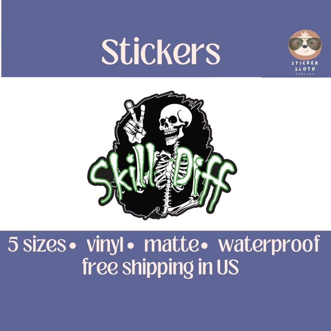 Skill Diff Skeleton Die Cut Sticker Vinyl, Waterproof, Matte Finish ...