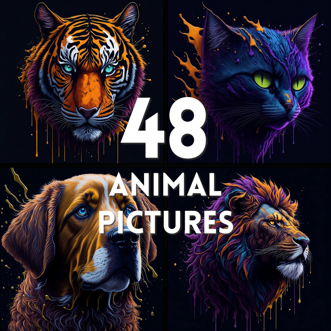 48 Splash Art Animals | Digital Art - Etsy