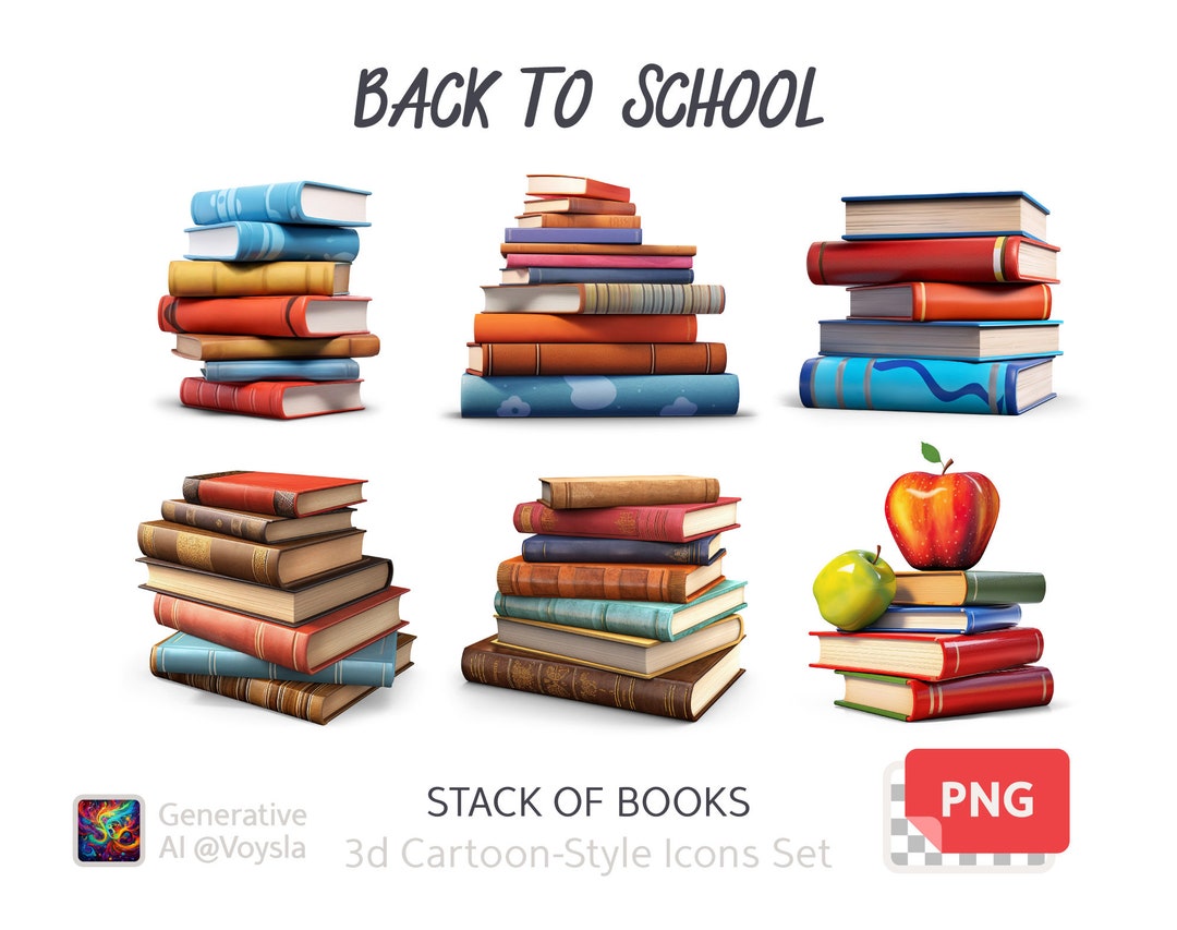 Stack of Books · 3D Cartoon-style - Etsy