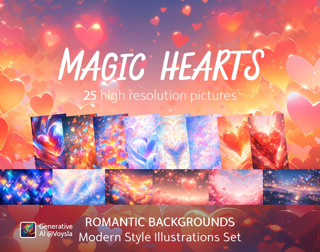 Abstract Romantic Backgrounds Set - Etsy