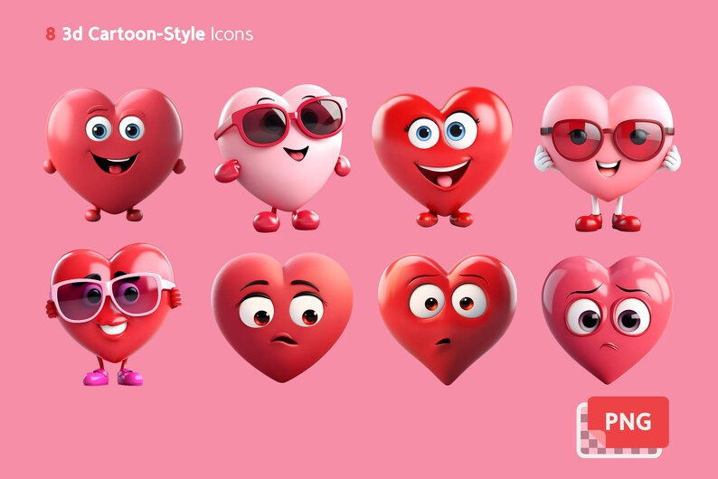 Valentine's Day Heart Emojis Set - Etsy