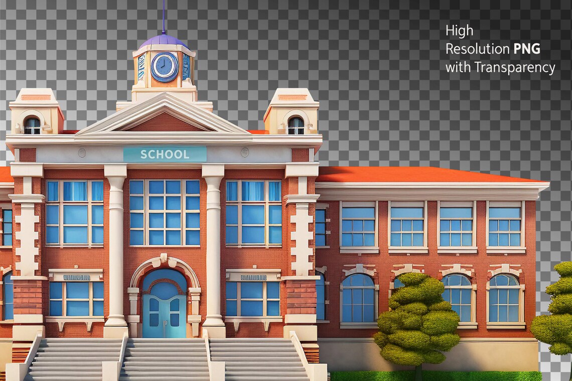 School Buildings · 3D Cartoon-style Set - Etsy