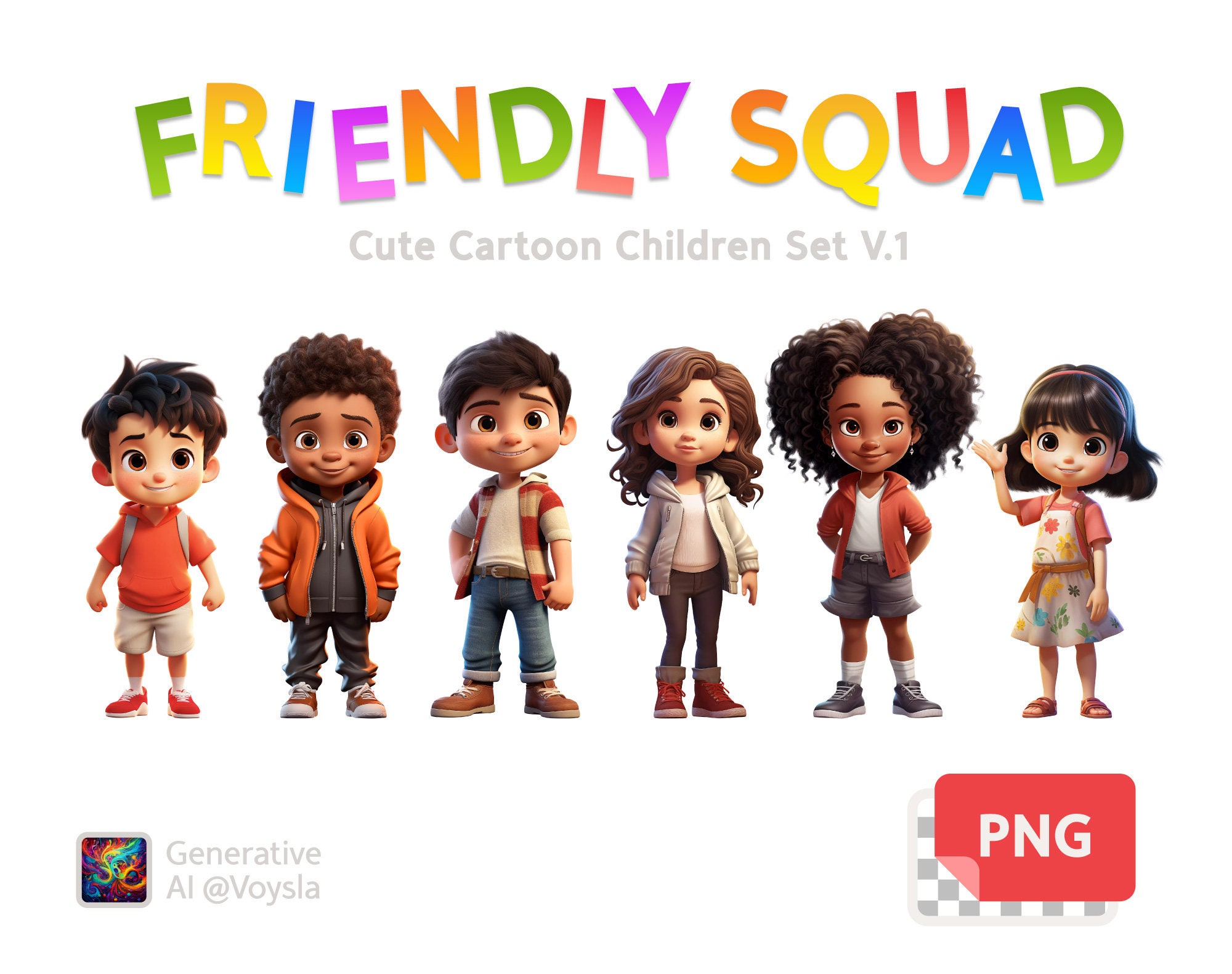 Cute Cartoon Realistic Children V.1 - Etsy