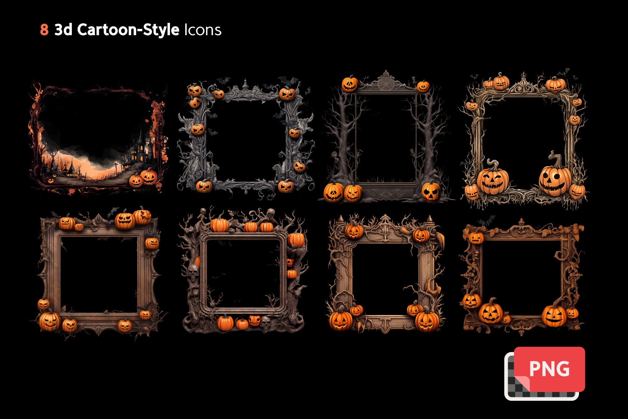 Terrifying Halloween Frames Set - Etsy
