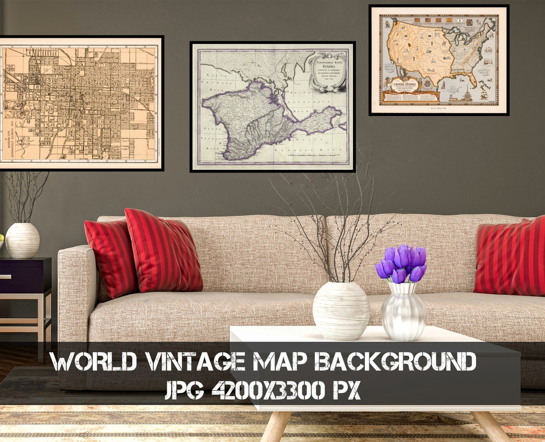 3 Vintage Old World Map Wall Art Antique Style Guillaume De L'isle ...