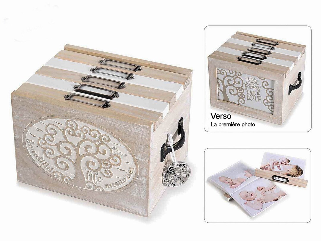 Wooden Photo Box With Drawers With 5 Albums of 24 tree - Etsy