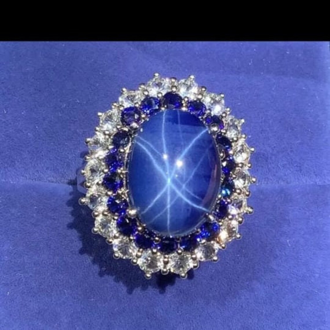 Blue Star Sapphire Ring 925 Sterling Sliver Blue Lindy Star Gemstone ...