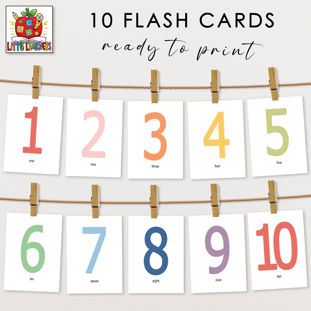 20 Numbers Flash Cards Preschool Counting Flash Cards Pre-k Activities ...