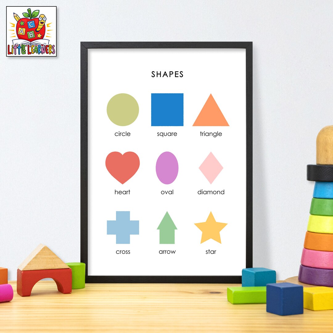 Shapes Printable Educational Poster Kindergarten Shapes Poster Nursery ...