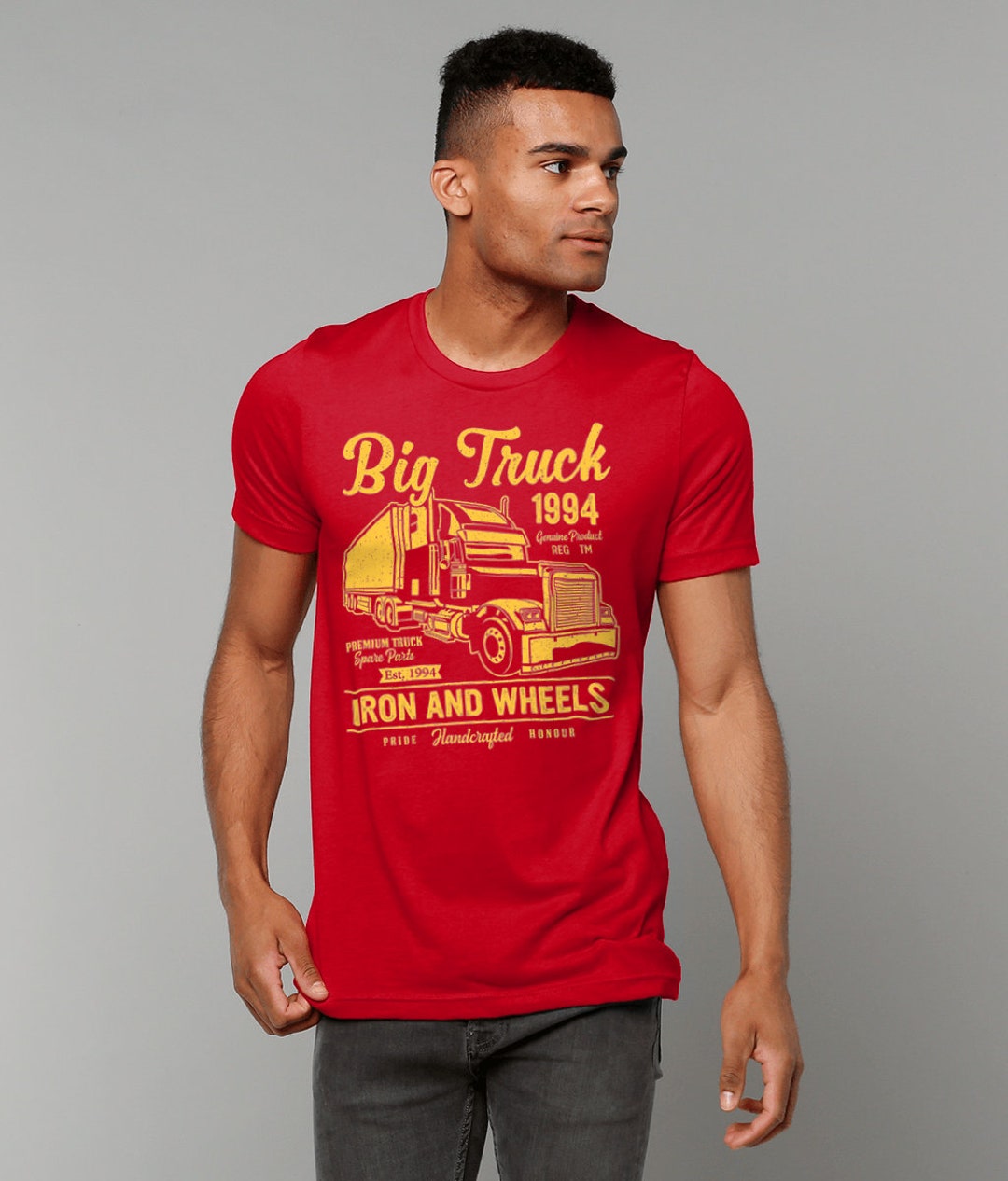 Big Truck, Iron and Wheels Graphic Crew Neck T-shirt, 18 Wheeler Lorry ...