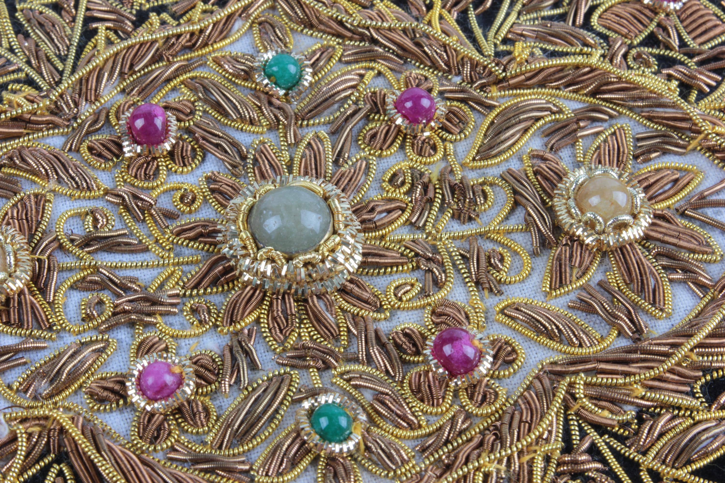 Handmade Zardosi Embroidery Wall Art: Indian Gold Thread Velvet ...