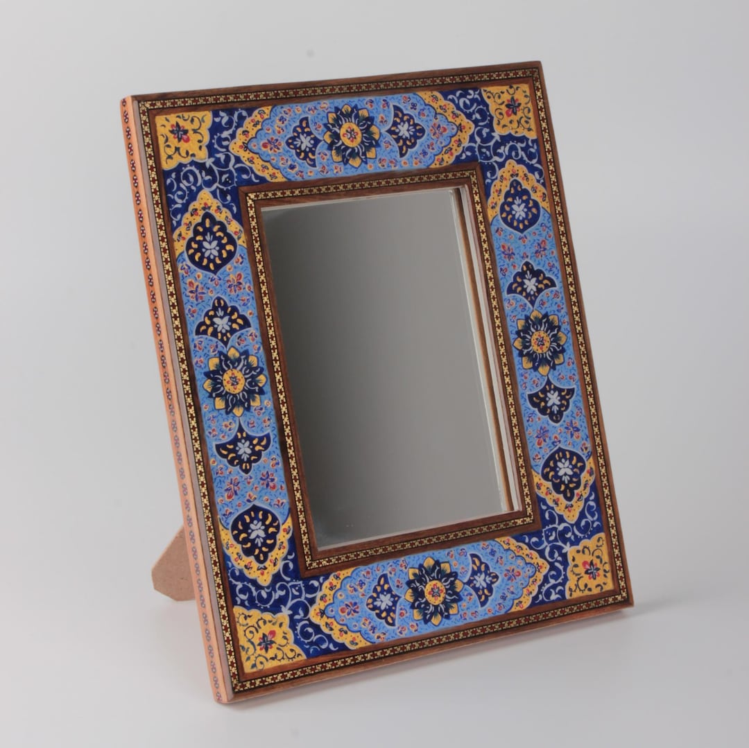 Handmade Persian Khatam Mirror Frame, Decorative Wooden Mirror With ...